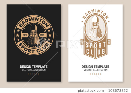 Set of badminton sport vintage flyer, poster... - Stock Illustration ...