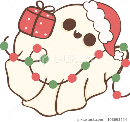 Christmas Ghost cartoon Hand drawing illustration - Stock Illustration ...