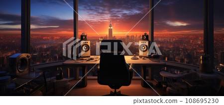 Luxurious Podcast Studio in Skyscraper... - Stock Illustration ...