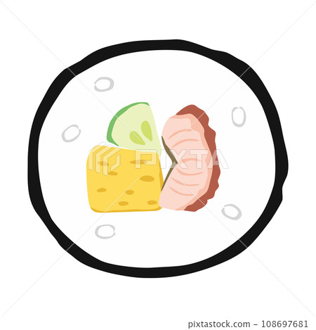Cross section illustration of rolled sushi [eel... - Stock Illustration ...