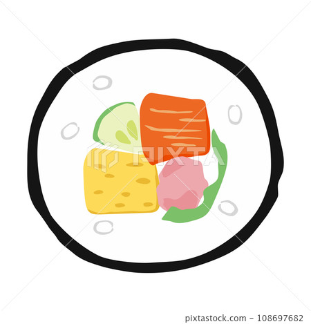 Cross section illustration of rolled sushi... - Stock Illustration ...