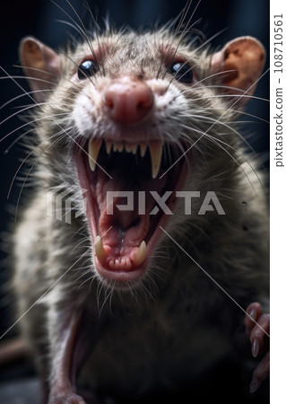 Aggressive rat on dark background. Generative AI - Stock Illustration [108710561] - PIXTA