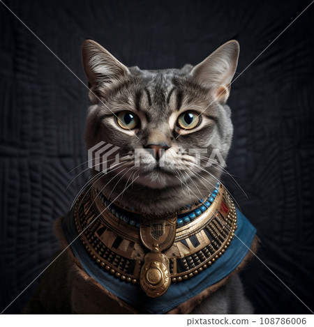 Studio portrait of a cat. Cute face with a...-插圖素材 [108786006] - PIXTA圖庫