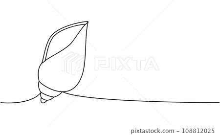 Scallop sea shell one line continuous drawing.... - Stock Illustration ...