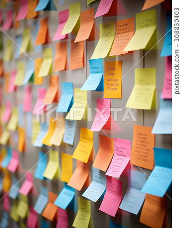 Colorful sticky notes on a wall. Generative ai - Stock Illustration ...