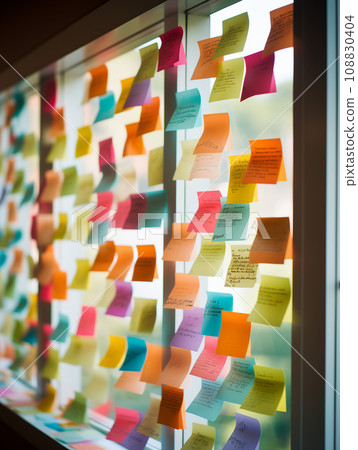 Colorful sticky notes on a wall. Generative ai - Stock Illustration ...