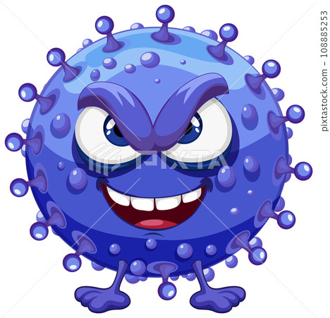 Purple Bacteria Germ Virus Monster Cartoon... - Stock Illustration ...