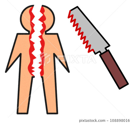 Creepy and scary illustration of cutting a... - Stock Illustration ...