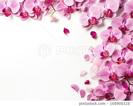 Beautiful Pink Orchids Border for Greeting Card...-插圖素材 [108908328 ...