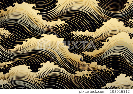 Gold wave pattern AI generated image AI image - Stock Illustration ...