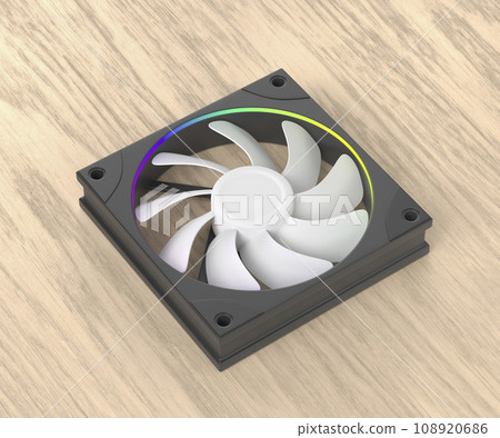 Computer fan on wooden desk - Stock Illustration [108920686] - PIXTA