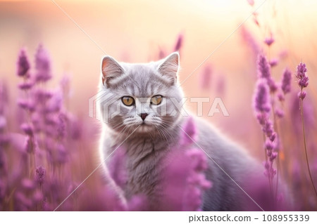 Close-up of cute cat gazing at something with... - Stock Illustration ...