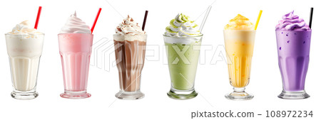 Set of Milkshake Smoothie different flavour in... - Stock Illustration ...