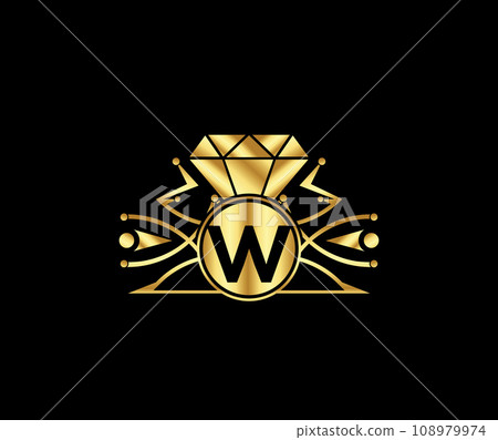 W letter diamond luxury with Golden Color... - Stock Illustration [108979974] - PIXTA