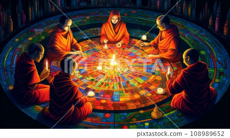 monks draw a mandala - Stock Illustration [108989652] - PIXTA