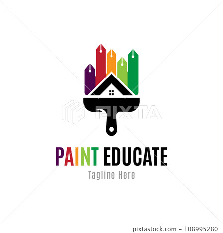 Colorful painting logo and education logo... - Stock Illustration ...