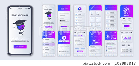 Education mobile app interface screens template... - Stock Illustration ...