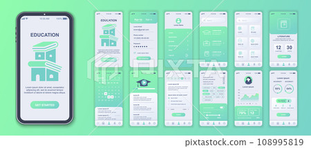 Education mobile app interface screens template... - Stock Illustration ...