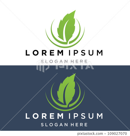 Green leaf ecology nature element vector logo - Stock Illustration [109027070] - PIXTA