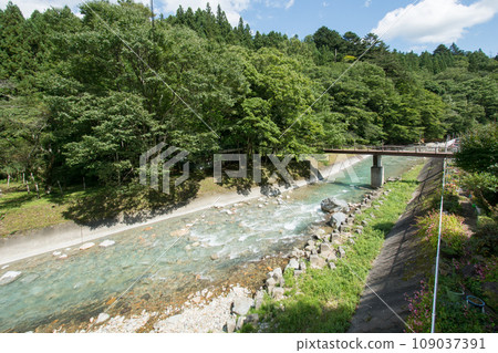 The clear flow of Shima River water (Shima Onsen) - Stock Photo ...