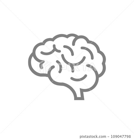 grey Human brain medical line art vector icon... - Stock Illustration ...