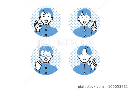 Person Junior high school boy icon set posing... - Stock Illustration ...