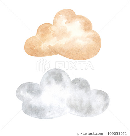 grey and beige watercolor clouds set of... - Stock Illustration ...