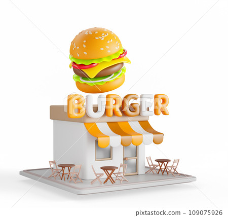 Isometric burger restaurant building exterior... - Stock Illustration ...