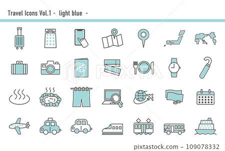 Travel icon set A 05 light blue - Stock Illustration [109078332] - PIXTA