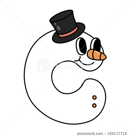 Letter C cute 60s 70s groovy retro vintage... - Stock Illustration ...