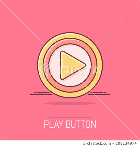 Cartoon play button icon in comic Start...-插圖素材 [109134974] - PIXTA圖庫