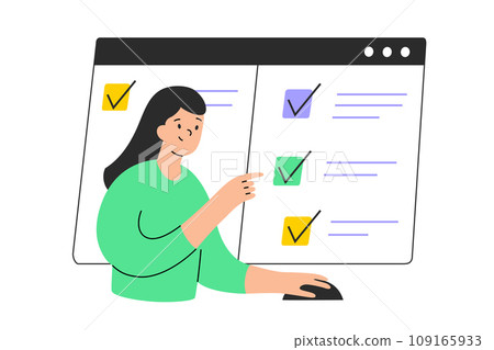 Student choosing answers in online test, quiz... - Stock Illustration ...