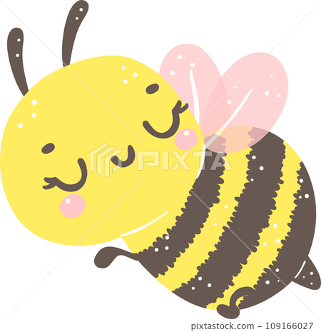 Cute fluffy bee cartoon illustration, kawaii... - Stock Illustration ...