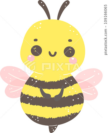 Cute fluffy bee cartoon illustration, kawaii... - Stock Illustration ...