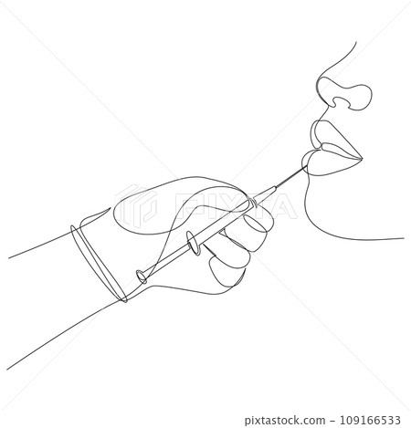 Continuous line drawing of beauty shot in lips.... - Stock Illustration ...