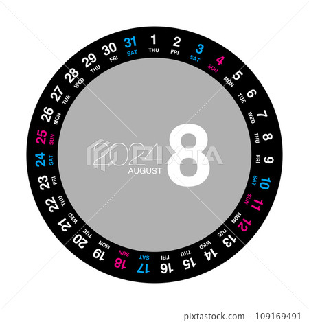 2024 circular calendar_August - Stock Illustration [109169491] - PIXTA