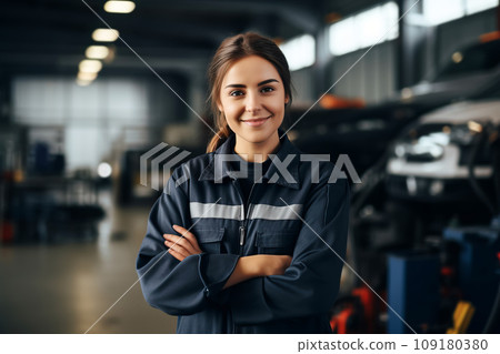 Portrait of Attractive confident female auto... - Stock Illustration ...