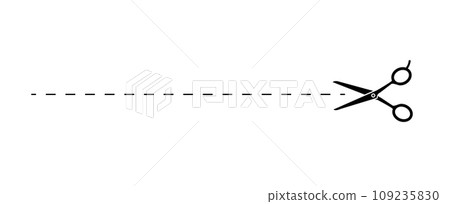 Cut here icon symbol. Cut lines with scissors.... - Stock Illustration ...