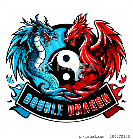Double Dragon Logo Double Dragon Logo Stock Illustrations – 80
