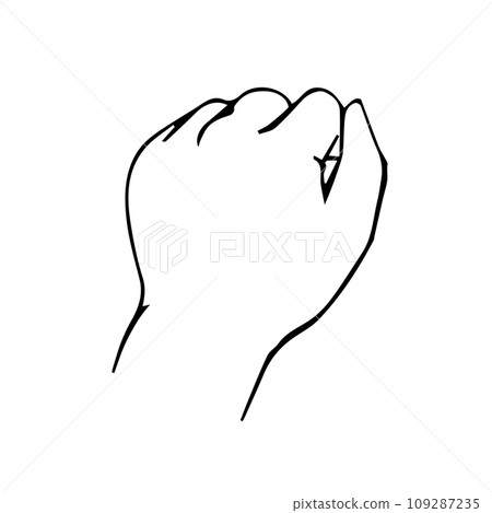 Rock, paper, scissors line drawing_Rock - Stock Illustration [109287235 ...