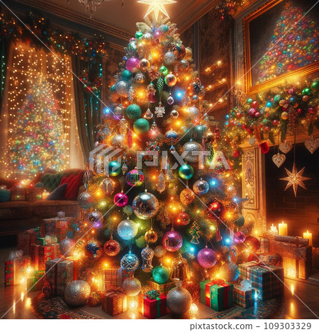Colorful christmas tree - Stock Illustration [109303329] - PIXTA