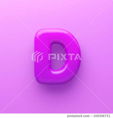 3D Purple letter D with a glossy surface on a... - Stock Illustration ...