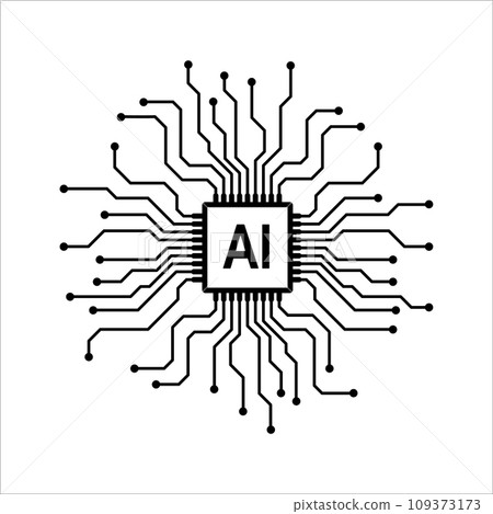 Artificial intelligence AI processor MCU chip... - Stock Illustration ...