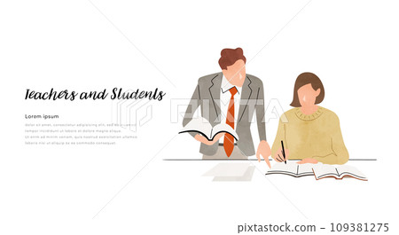 Vector illustration material: teacher and... - Stock Illustration ...