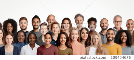 AI-generated content. Panorama of people faces - Stock Illustration ...