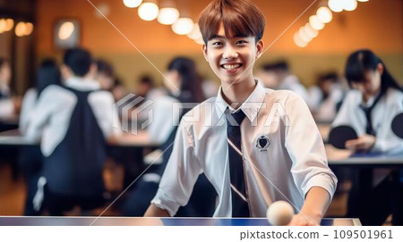 Male students playing table tennis/table tennis... - Stock Illustration ...