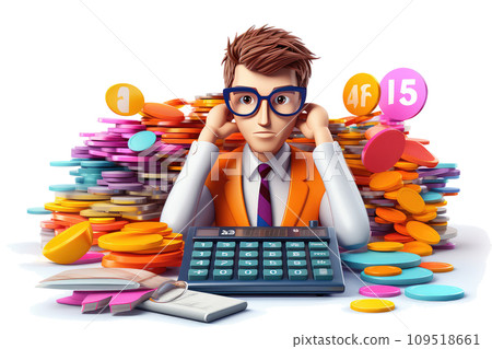 AI-generated content. Accountant during the... - Stock Illustration ...