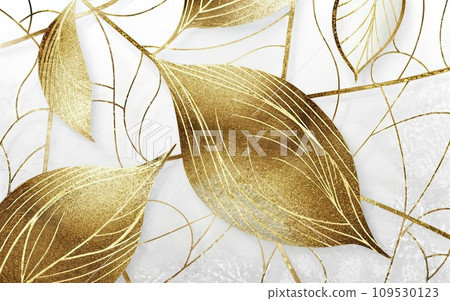 Gold leaf texture background - Stock Illustration [109530123] - PIXTA