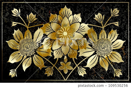 Japanese traditional gold foil floral texture...-插圖素材 [109530256] - PIXTA圖庫