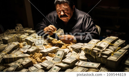 Mexican mafia boss counting millions of... - Stock Illustration ...